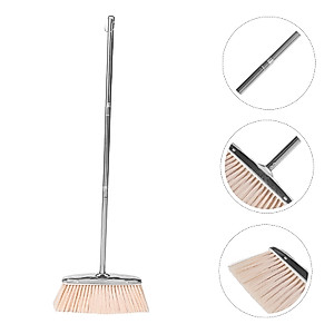 HOMOCONO Cleaning Brooms Floor Cleaning Tools Office Garbage Cleaner Cleaning Supplies Sweeping Brooms Industrial Broom Cleaning Gadgets Long Handle Cleaning Broom Deck Broom Khaki Nylon