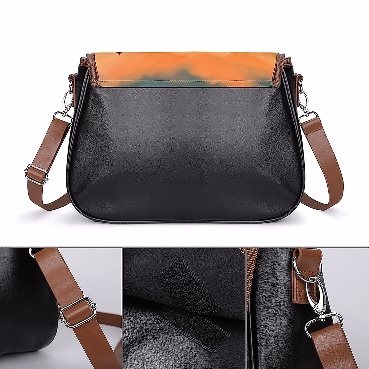 delayer Satchel Bag For Women Oil Painting Seagull Lighthouse Waterproof Leather Crossbody Handbag Messenger Bag For Ladies, Multi
