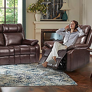 BestMassage Recliner Sofa Loveseat Leather Sofa Recliner Couch Manual Reclining Sofa Recliner Chair, Love Seat, and Sofa for Living Room Home Furniture