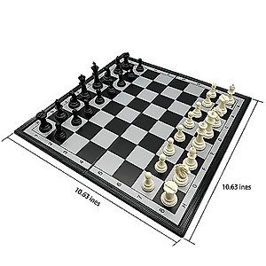 JOYOUSLIFE 3 in 1 Magnetic Chess Checkers Backgammon Set, 10.63” Mini Travel Chess Set with Folding Chess Board, Portable Broad Game for Adults and Family