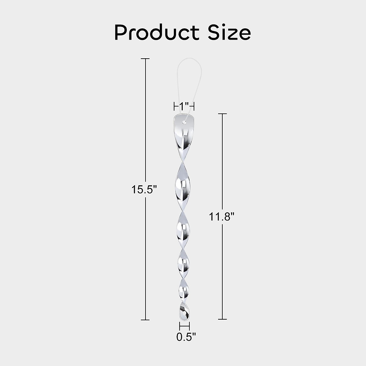 GROWNEER 15-inch Bird Repellent Reflective Scare Rods 12 Pack Large Spiral Bird Deterrents for Outdoor Garden Yard Keeps Woodpeckers and Birds Away Ornamental Spinner Control Device Silver