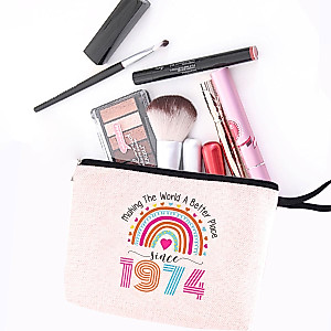 Hanamiya Na 51th Birthday Gifts for Women-Making The World A Better Place Since 1974, 51 Years Old Makeup Bag for Her, Friend, Mom, Sister, Wife, Aunt, Coworker Boss