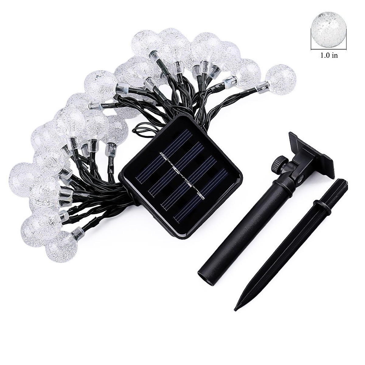 Icicle Halloween Solar String Lights, 20ft 30 LED Outdoor Globe Crystal Ball Lights DIY Lighting for Home, Patio, Lawn, Garden,Christmas Halloween Decorations (Purple)