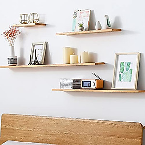 ASLASL Floating Shelves for Wall Decor Storage Set of 2 Wall Shelves with Invisible Metal Brackets Simple and Rustic Wall Shelves Suitable for Bedroom Living Room Bathroom Kitchen(Wood,11.81in)