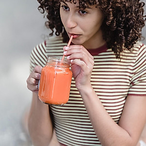 [100 Pcs] Biodegradable Compostable Disposable Colorful Straws - PLA Plant Based Drinking Straws for Juice Coffee Cocktail Cold Drinks (8.25" LongX0.23" Wide)