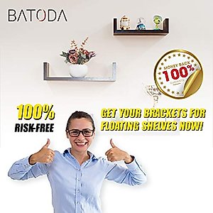 BATODA 6" Floating Shelf Bracket (4 pcs) – Solid Steel Blind Shelf Supports - Hidden Brackets for Floating Wood Shelves - Blind Shelf Support - Shelving Mounting Hardware Included (Pack 4)