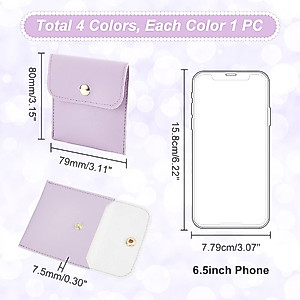 PH PandaHall 4 Colors Jewelry Storage Bags, PU Leather Snap Purse Pouch Bag Soft Jewelry Gift Bags with Snap Buttons for Earring Necklace Ring Watch Jewelry Storage, 3.1inch