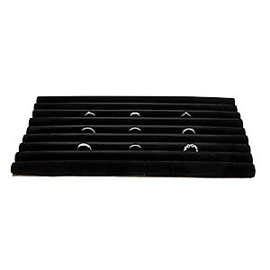 SSWBasics Large Continuous Slot Black Velvet Ring Insert - 14-1/4"L x 7-1/2"W - Holds up to 100 Rings