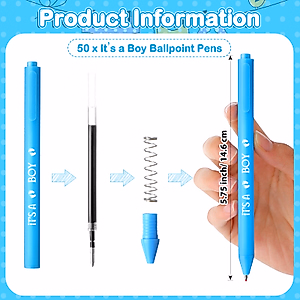 TaoBary 50 Sets Baby Shower Pens Bulk Pink It's A boy Ballpoint Pens Baby Shower Favors with Thank You Cards and Organza Bags Gender Reveal Guests Decorations