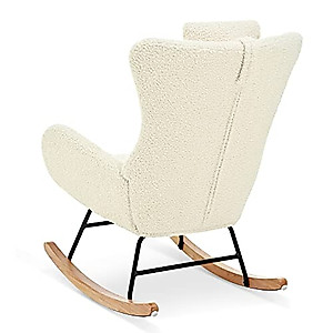 Morhome Upholstered Nursery Rocking Chair-Comfy Glider Rocker with Padded Seat, High Backrest, and Armrests for Living Room Bedroom Offices, Beige