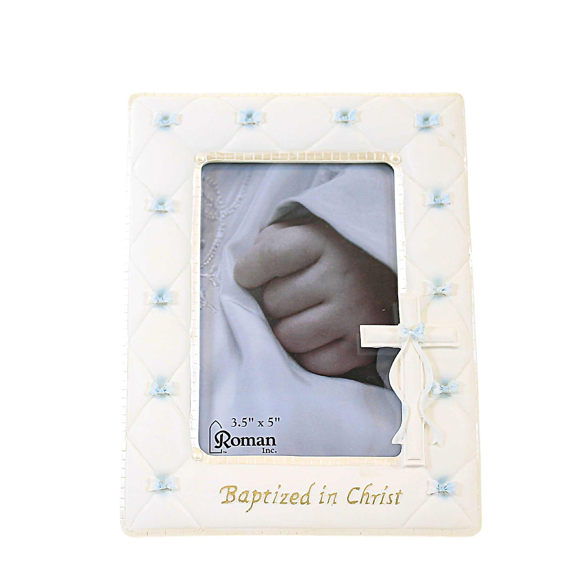 Roman Giftware Inc., Sacraments, Baptism & Christening, 7" H Baptism BOY Frame 3.5X5,Religious, Inspirational, Durable (5x1x7)