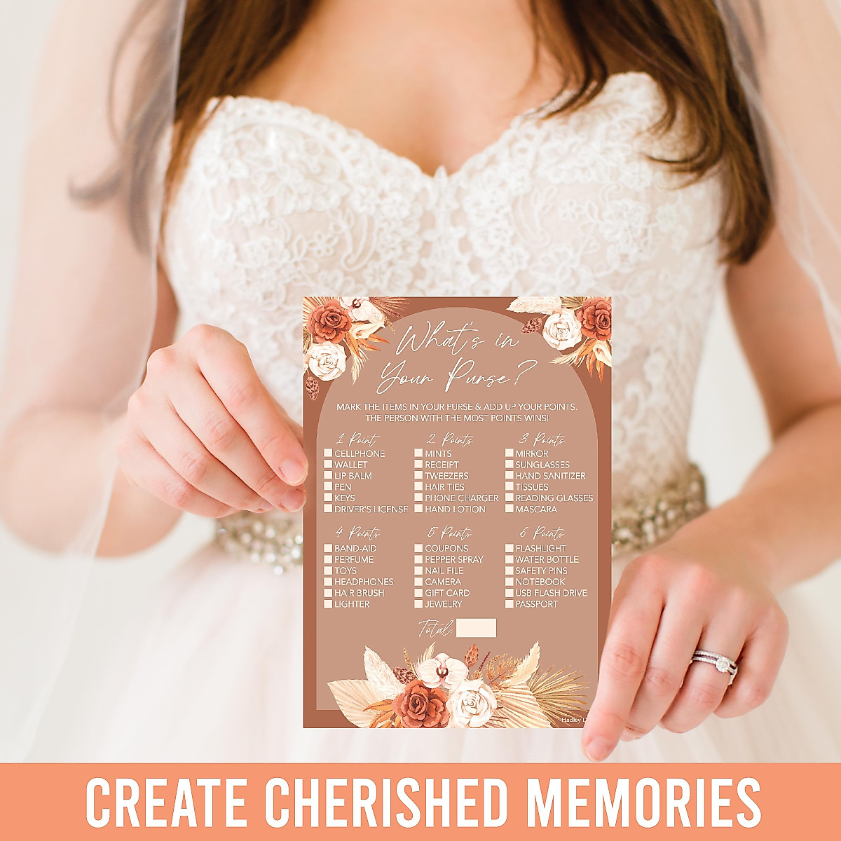 Hadley Designs 20 Boho Hilarious Bridal Shower Games For 20 Guests - Couples Wedding Shower Games, Would She Rather Bridal Shower Game Set, Whats In Your Purse Game Bridal Shower