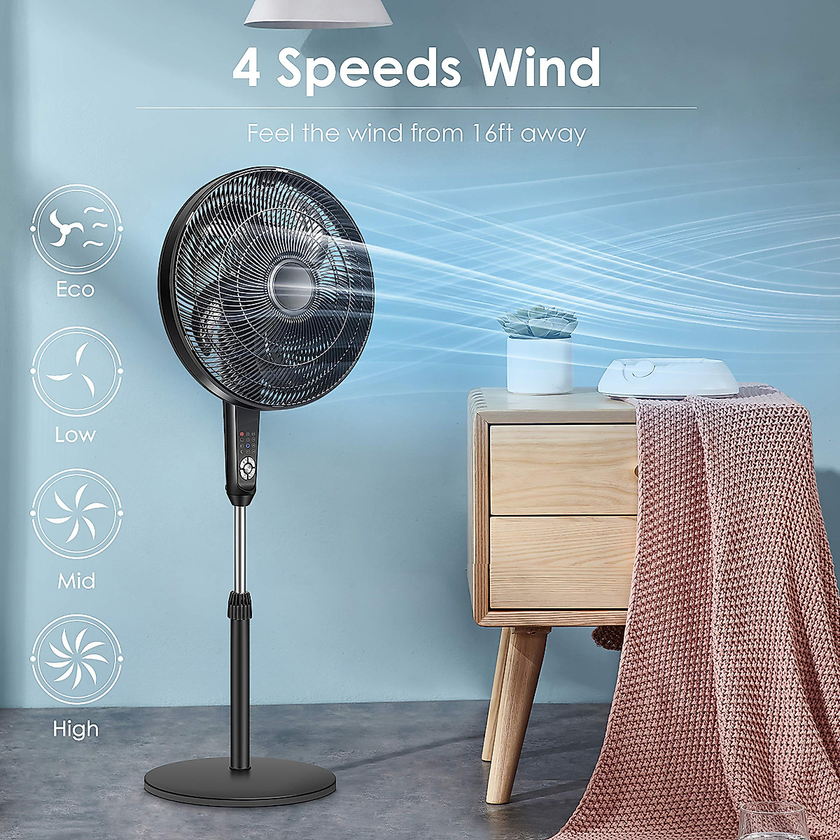 Outdoor Fan - 2 in 1 Portable Floor Fan, Cooling Floor Fan with Remote Control, 4 Speeds, 3 Modes, Ultra Quiet Outdoor Fans with Adjustable Height and Tilt, 7.5-Hour Timer Pedestal Fan for Bedroom