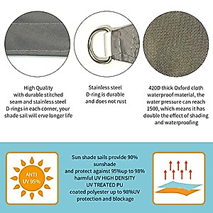 Shade Sail Waterproof Triangle Umbrella UV Protection Oxford Cloth Shade for Outdoor Terrace Backyard and Garden 10'x10x10'