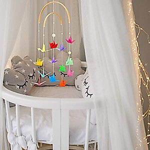 Nursery Mobile Crib Bed Bell Ceiling Wooden Wind Chime Hanging DIY Wooden Frame Ornaments Handmade Kit for Infant Toys Nursing Accessories Nurse Charms (Semi-Circular)