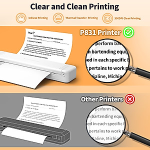 Itari P831 Portable Printers Wireless for Travel, Bluetooth Thermal Transfer Printer, Compact Inkless Printer with 200 Sheets 8.5x11 US Letter Copy Paper…