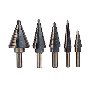 Watris Veiyi Step Drill Bit Set, 5PCS HSS Step Bits for Metal Wood, 50 Sizes (1/8" to 1-3/8") Unibit Drill Bits Set with Aluminum Case