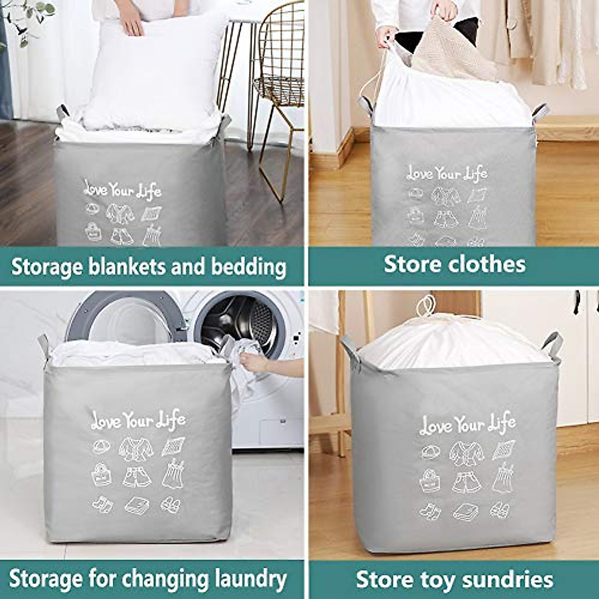 Aquarius CiCi Large Capacity Storage Bag Clothing Blanket Quilt Luggage Toy Bag with Beam Mouth Waterproof Closet Organizers and Clothes Storage Bags