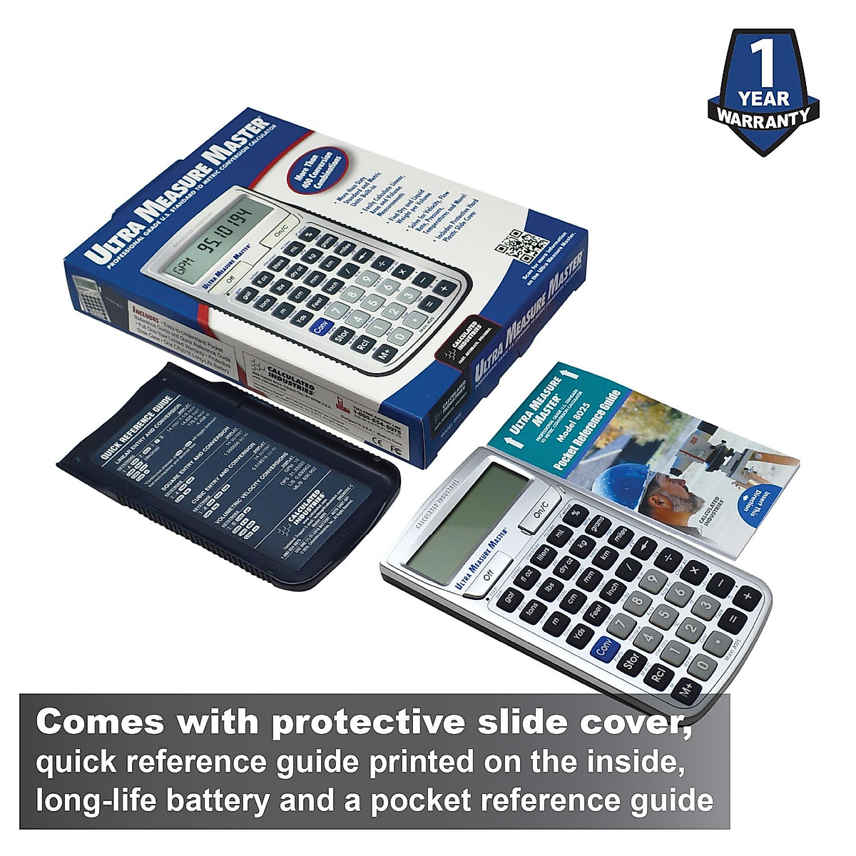 Calculated Industries 8025 Ultra Measure Master Professional Grade U.S. Standard to Metric Conversion Calculator Tool for Engineers, Architects, Builders, Scientists and Students | 60+ Units Built-in, Silver