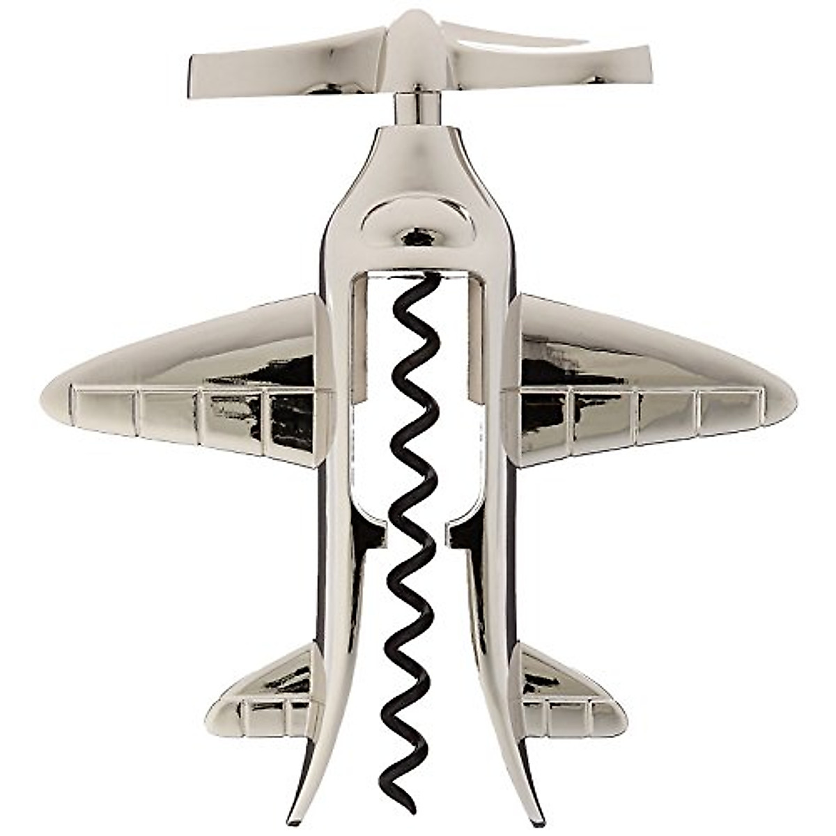 Le'raze Airplane Wine Bottle Cork Screw Bottle Opener, Aviation Corkscrew Barware, Plane Pull Cork Tool, Ideal For Flying Bartender, Hosting, Pilot Gift, Party Favor, Silver Chrome Bar Decor