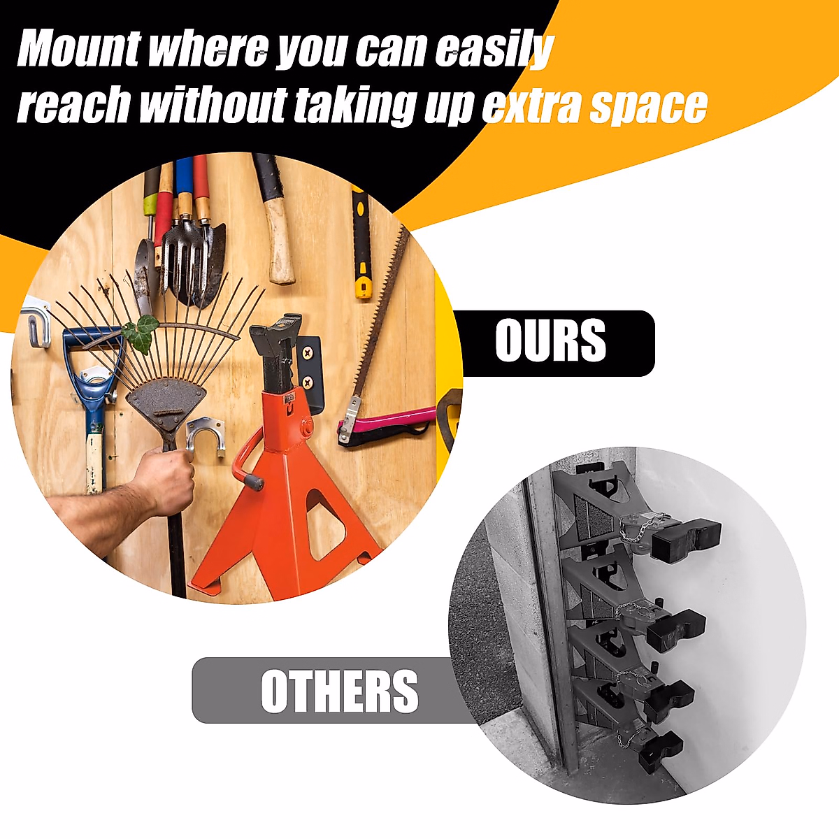 Palksky 8 Pcs Jack Stands Wall Mount Organizer, Car Jack Stands Storge Rack/Hanger/Hook Wall Mount Heavy Duty Stainless Steel Holder Fits 2 & 3 & 5 & 6 Ton Lifting Jack Stands