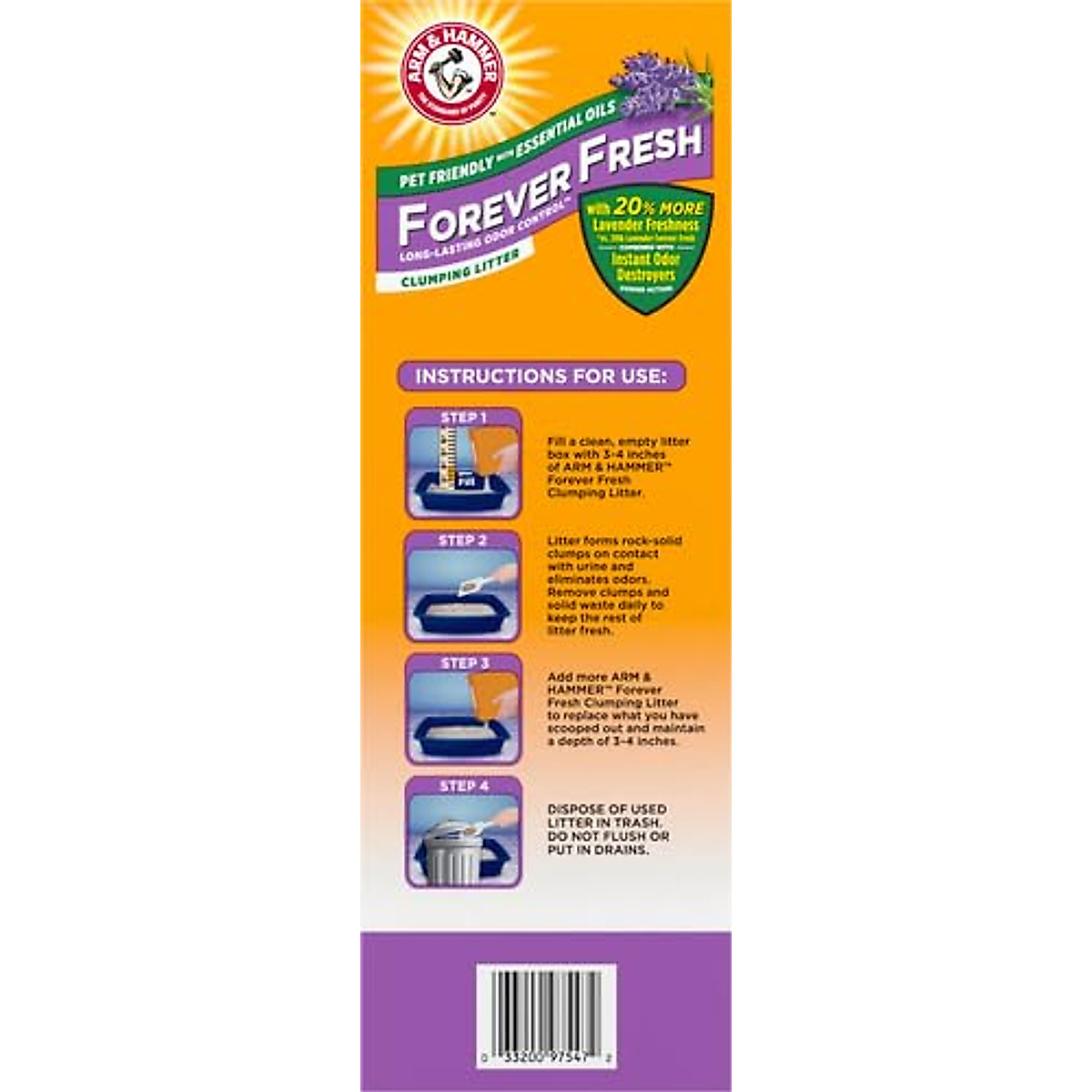 Arm & Hammer Forever Fresh Clumping Cat Litter Lavender, MultiCat 18lb With 20% More Lavender Freshness, Pet Friendly With Essential Oils