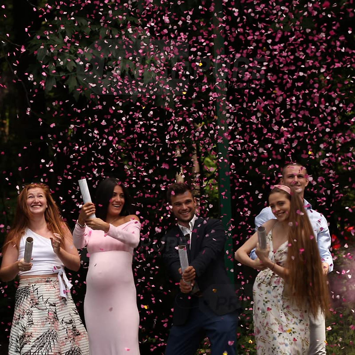 Gender Reveal Confetti Cannon Bulk - Set of 2 - Heart Shaped Blue Confetti Cannon | Gender Reveal Ideas, Boy Gender Reveal Poppers | Gender Reveal Cannon | Baby Gender Reveal Confetti Popper Pink for Girl Gender Reveal