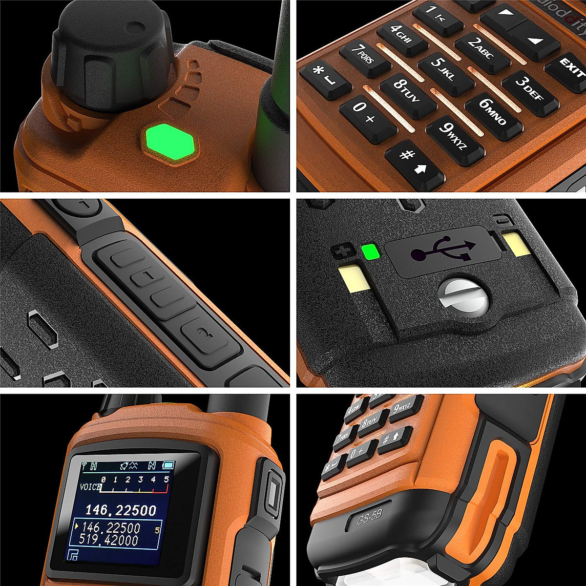 [Chirp & APP Programming] Radioddity GS-5B Dual Band Ham Radio Handheld, BT APP Programming Long Range Two Way Radio, Dual PTT, 2000mAh USB Rechargeable Battery & High Gain Antenna