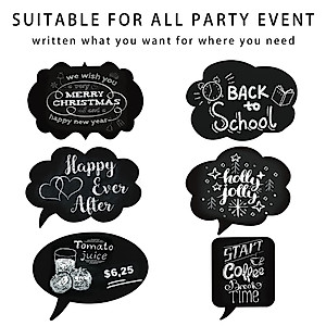 Large Blank Photo Booth Props Signs, 11pcs Large Writable Chalkboard Photo Booth Props with Chalk and Sticks, Blank Signs Props by Tvorvik, Perfect for Wedding Party, Birthday Party, Party Events