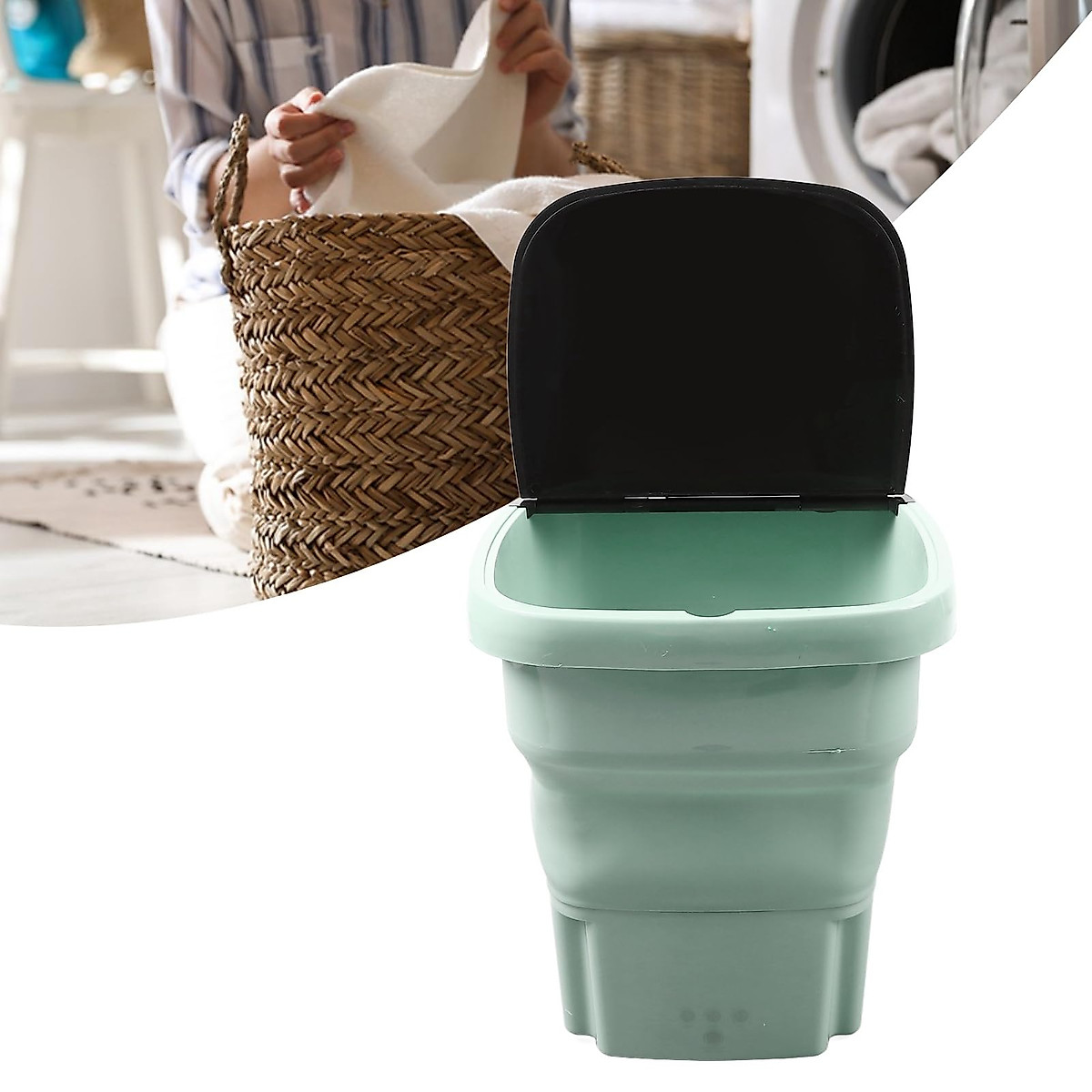 Foldable Washing Machine with 3 Modes Timing, 15L Portable Washing Machine, Mini Washer and Spin Dryer Combo for Apartment, Laundry, Camping, RV, Travel, Underwear, Baby