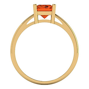 Clara Pucci 2.0 ct Emerald Cut Solitaire Red Simulated Diamond Engagement Bridal Promise Anniversary Ring 18K Yellow Gold Size 10