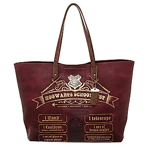 Harry Potter Hogwarts School List Ladies Juniors Burgundy Tote Bag
