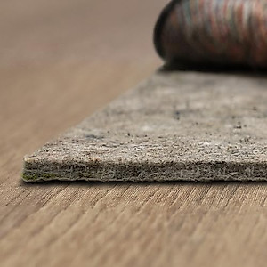 Mohawk Home 6' x 9' Non Slip Rug Pad Gripper 1/4 Thick Dual Surface Felt + Rubber Gripper - Safe for All Floors, Synthetic Fiber, Brown