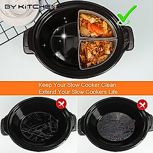 BYKITCHEN Reusable Thicker Silicone Slow Cooker Divider Liner Compatible with Crockpot, Hamilton Beach 6 Quart Slow Cooker, Set of 3, Slow Cooker Divider Insert for Most 6-8 QT Oval Slow Cooker