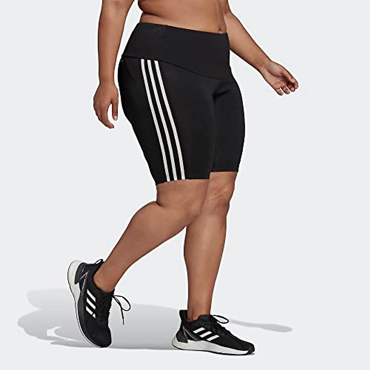 adidas womens 3-Stripes Short Tights Black/White Large