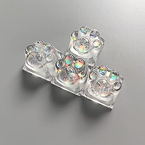 Cat Claw Keycap Backlight Keycap Cute Resin Keycap ESC Keycap Replacement for Cherry MX Switch Mechanical Keyboard DIY Decoration (Transparent x 4)