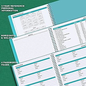 Monthly Planner 2023-2024 - 2023-2024 Monthly Planner from Jul. 2023 to Dec. 2024, 8.5" x 11", 18-Month Planner with Tabs, Pocket, Label, Contacts and Passwords, Twin-Wire Binding, 3 Pack - Teal by Artfan