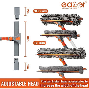 eazer Squeegee Window Cleaner 2 in 1 Rotatable Window Cleaning Tool Kit with Extension Pole, 62'' Telescopic Window Washing Equipment with Bendable and Adjustable Head for Indoor/Outdoor Car Glass