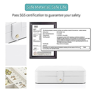 Vlando Travel Jewelry Case for Women - Portable Leather Jewelry Organizer Box for Necklace Earrings Ring Bracelet - Gifts for Teen, Girls, Moms and Daughters - White