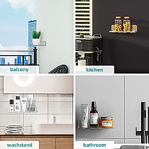 Wall Mount Floating Shelves for 2 Pcs Security Camera Shelf Mini Speaker Other Small Items in Bedroom Bathroom Kitchen Living Room Clear Mini Shelf Flexible Use for Wall Space(L)