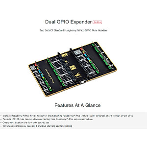 BFab Dual GPIO Expander for Raspberry Pi Pico,Two Sets of 2x20 Male Header for Connecting More Expansion Modules,Direct Attaching or Jumper Wires