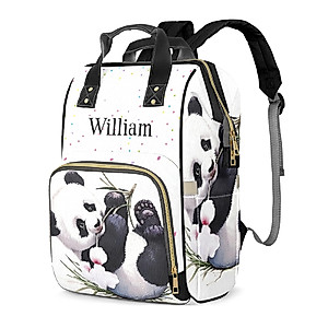 Personalized Panda Diaper Bag Backpack with Name Custom Mommy Nursing Baby Bags Nappy Bag Travel Daypack for Woman Gifts