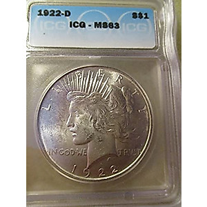 1922 D Peace Silver Dollar Uncirculated Rare MS/BU US Coin $1