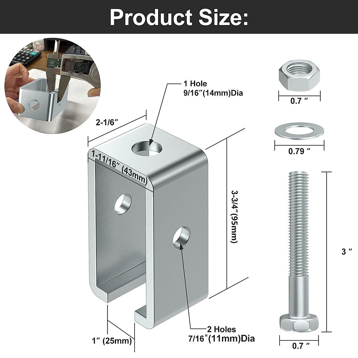 8 Pack Channel Trolley Track Support Hanger Bracket for All 1-5/8" Strut Channel,Heavy-Duty Steel Support Bracket,Trolley Strut Hangers w/Bolt &Nut for Punching Bag,Electric Hoist &Rolling Door