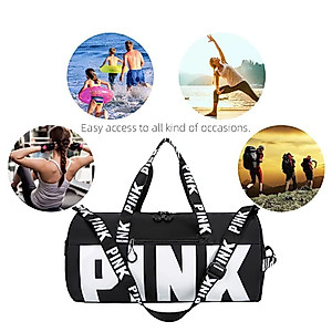 CozyHabitat gym bag, large capacity travel bag, lightweight sports bag, duffle bag carryon for Swim/Fitness/Yoga/Weekender (Dirty Pink)