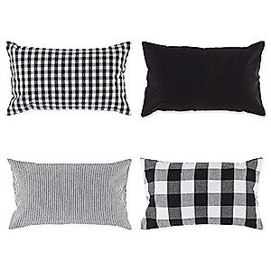 DII Throw Pillow Cover Collection Decorative Cotton Set, Black, 12x20, 4 Count