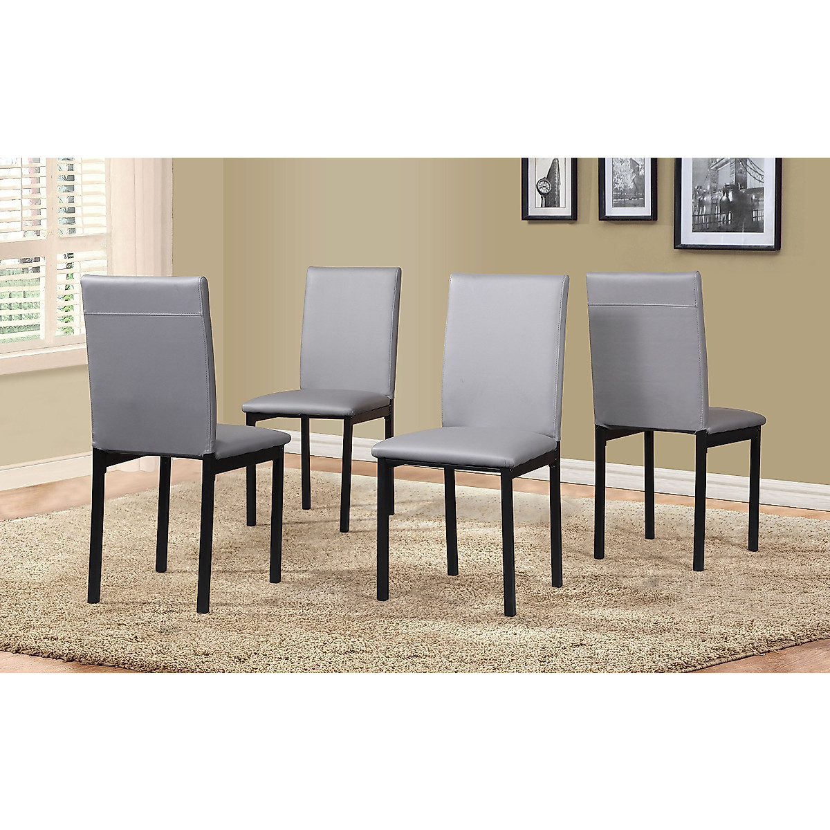 Roundhill Furniture 5 Piece Citico Metal Dinette Set with Laminated Faux Marble Top - Gray