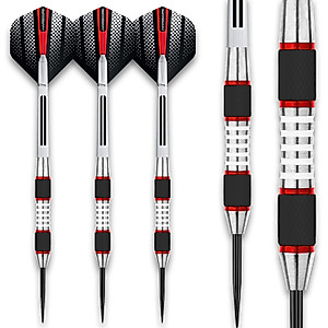 RED DRAGON Evos Tungsten Steeltip Darts Set - 28g with Flights, Stems and Wallet