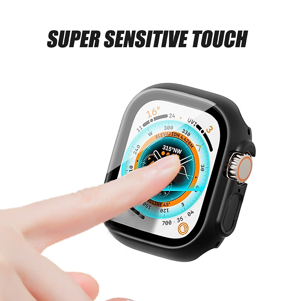 Ailun for 2022/2023 Apple Watch Ultra 2/Ultra Screen Protector Case [49mm], Ultra-Thin Hard PC Case Built in Tempered Glass for iWatch, Shockproof Cover with Button [2 Pack][Black]