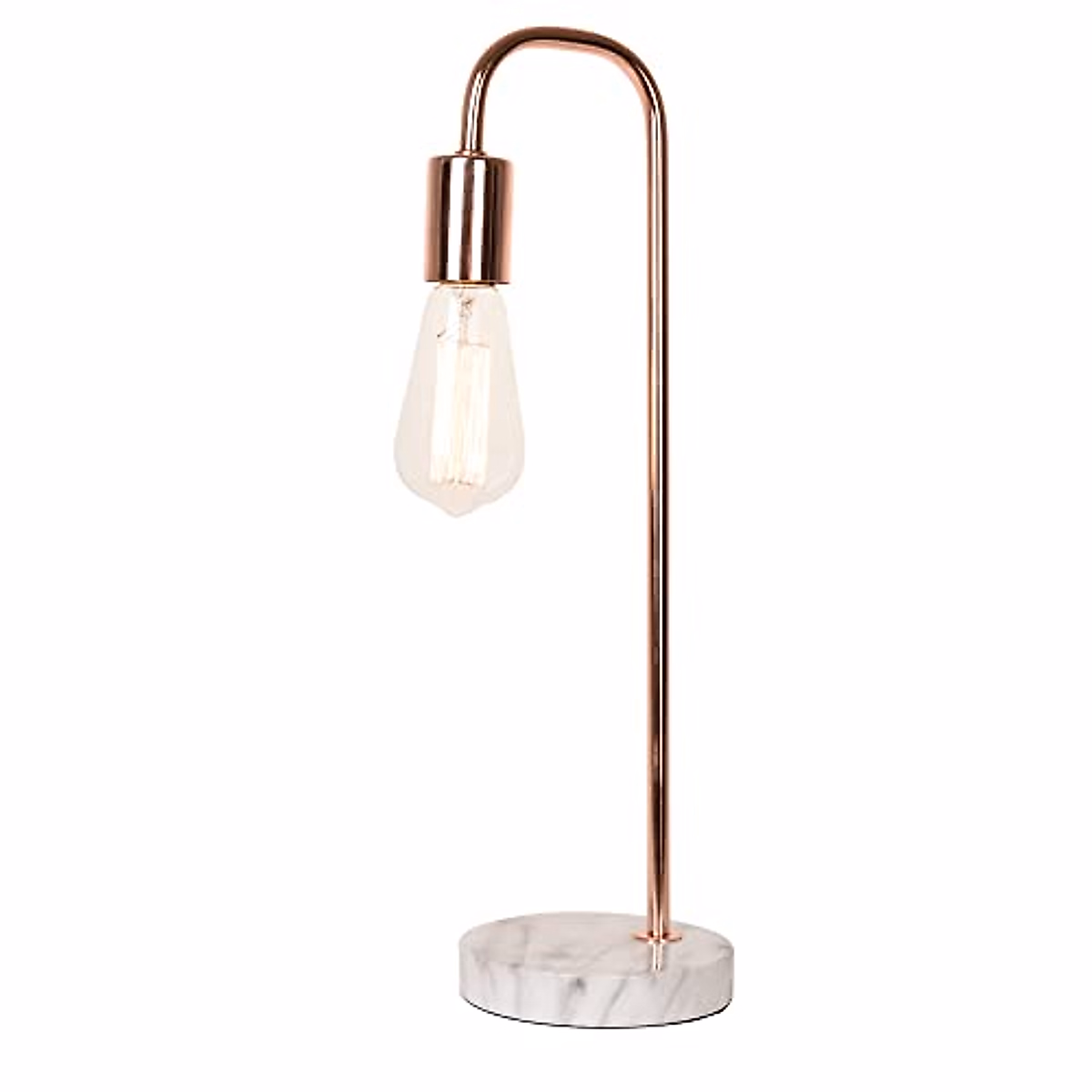 Catalina 20458-001 Modern Minimalist Sleek Faux Marble Table Lamp, 19", Rose Gold